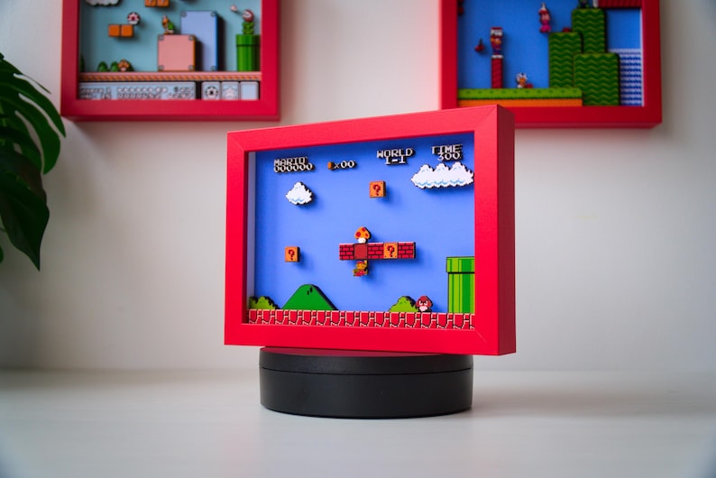 Super Mario Bros NES Shadow Box | Classic 3D Retro Game Art | Mario ...