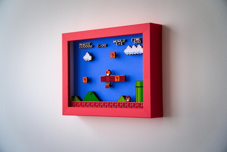 Super Mario Bros NES Shadow Box | Classic 3D Retro Game Art | Mario ...
