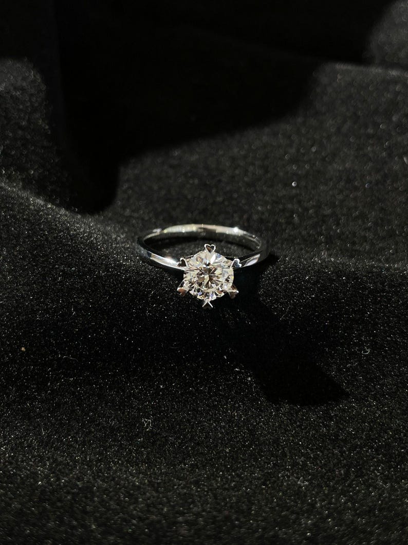 925 Sterling Silver Engagement Ring, Solitaire Diamond Wedding Ring ...