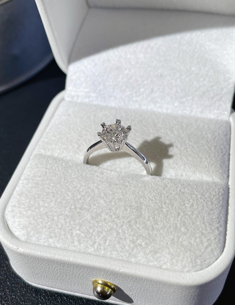925 Sterling Silver Engagement Ring, Solitaire Diamond Wedding Ring ...