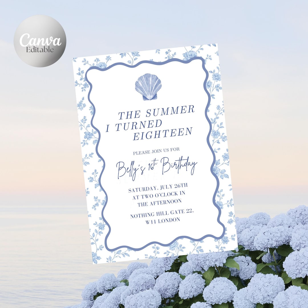 The Summer I Turned Pretty Birthday Invitation - the Summer I Turned ...