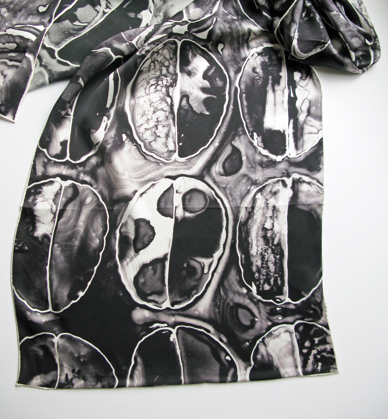 Black Brain Scan Silk Charmeuse Scarf Neuroscience Scarf - Etsy