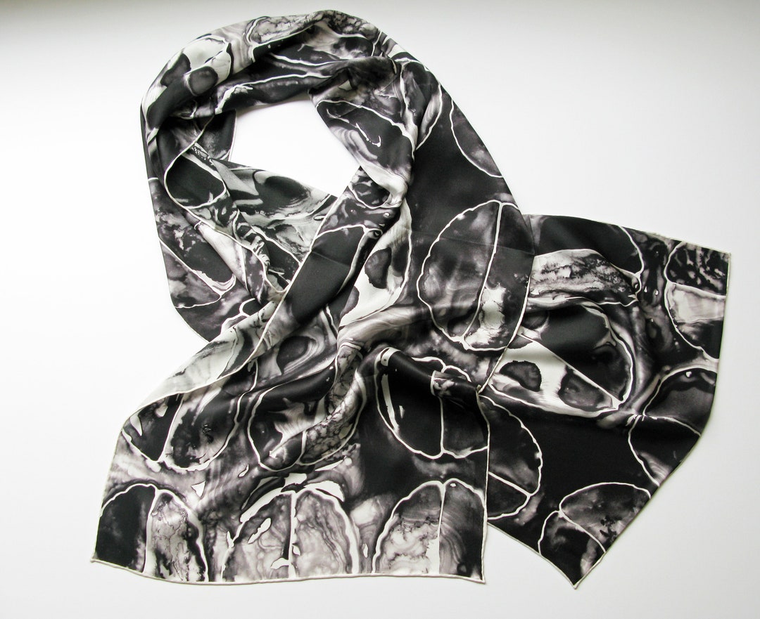 Black Brain Scan - Silk Charmeuse Scarf - Neuroscience Scarf - Etsy