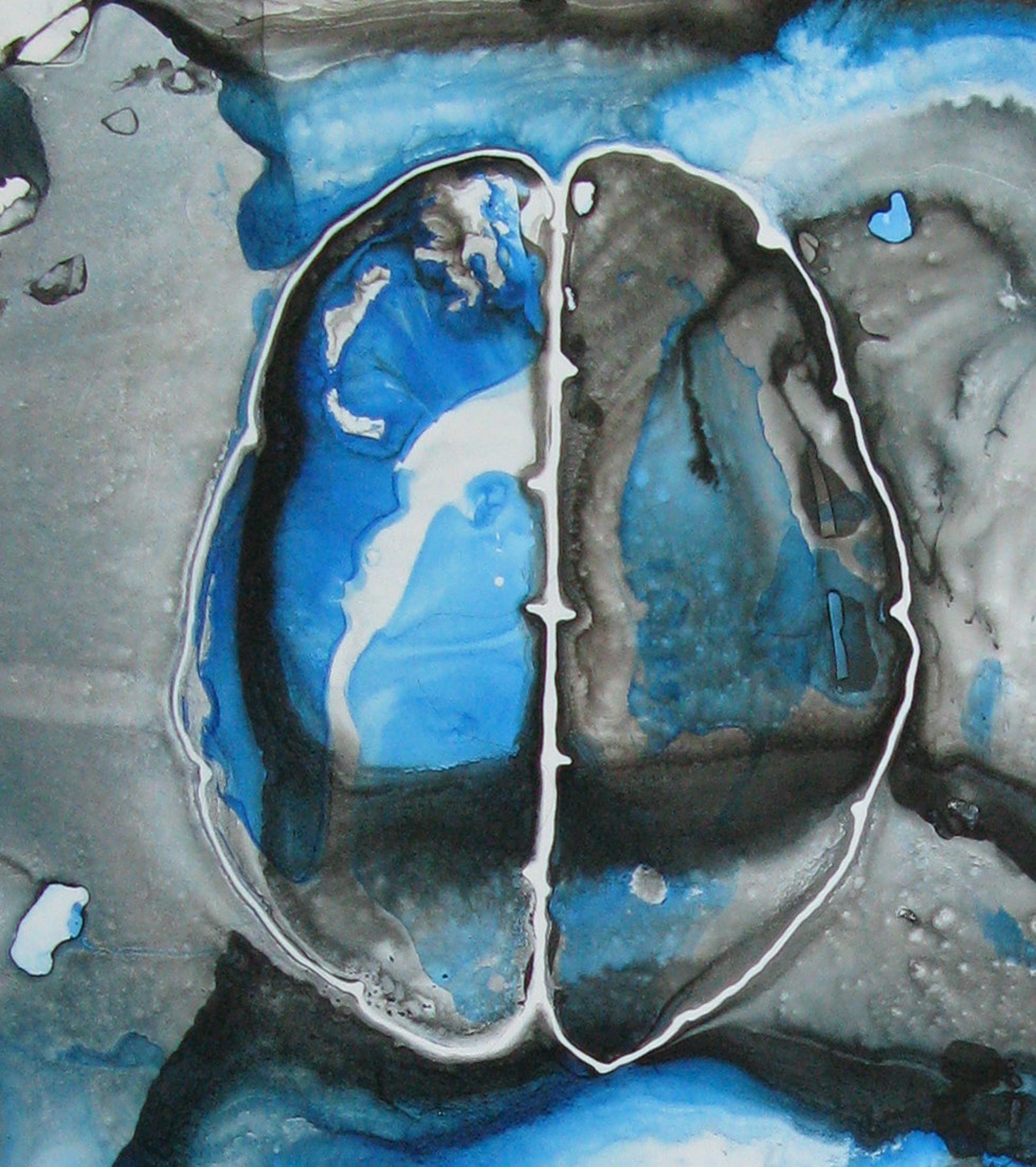 Brain Scan 7 original ink painting on yupo Neuroscience | Etsy