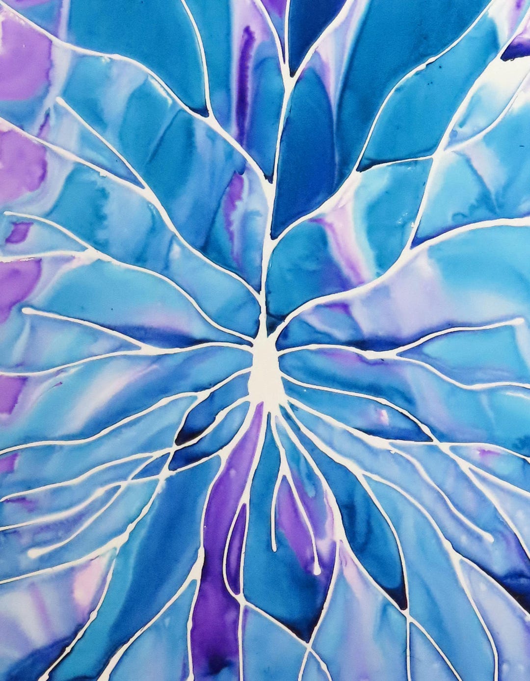 Pyramidal Neuron in Blue and Purple Original Ink Painting on Yupo of ...