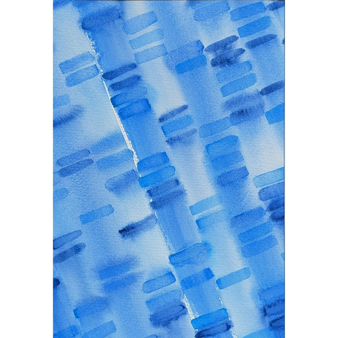 Gel Electrophoresis in Light Blue- Original Watercolor Painting ...