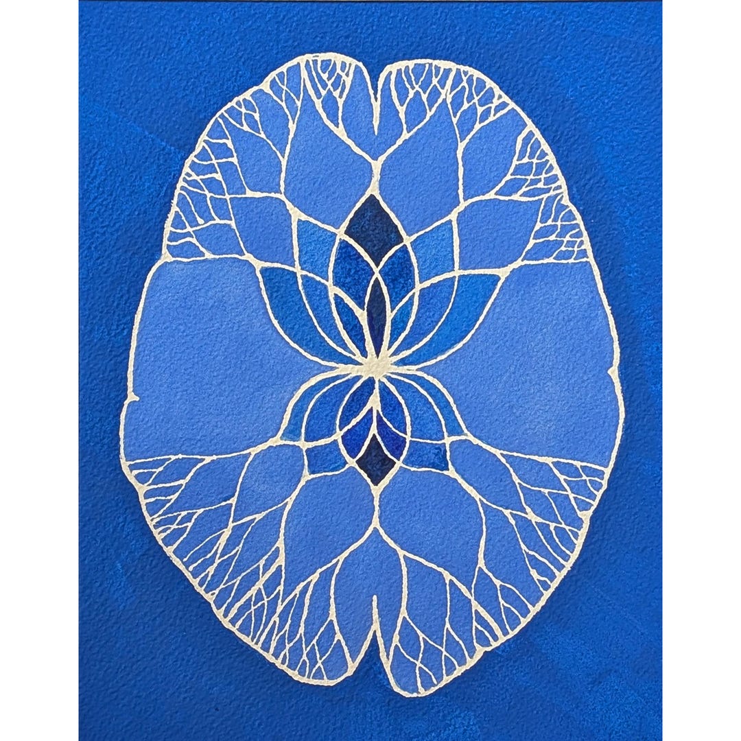 Blue Lotus Brain - Original Watercolor Painting - Neuroscience Art - Etsy