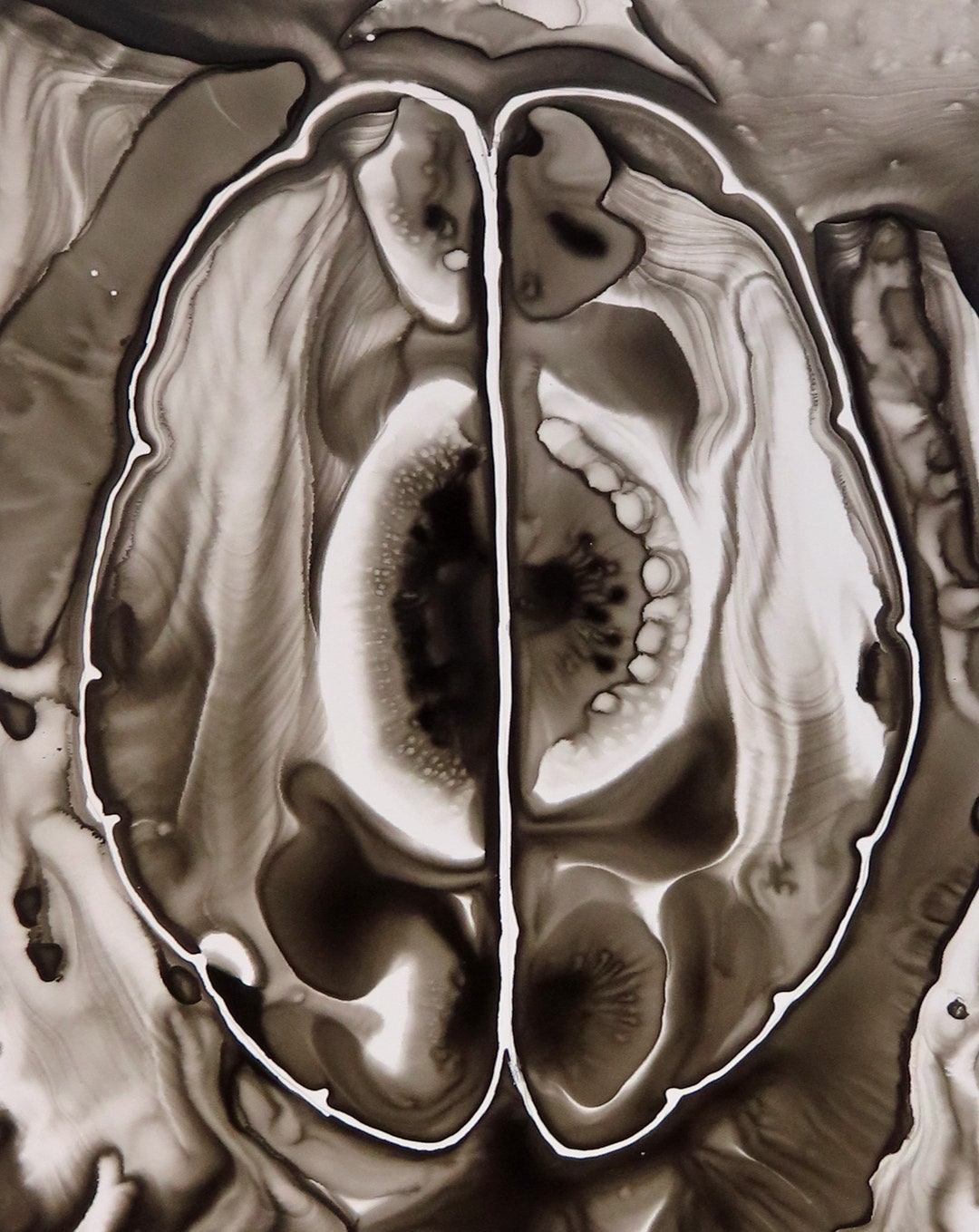 Black Ink Brain - Original Ink Painting on Yupo - Neuroscience - Etsy