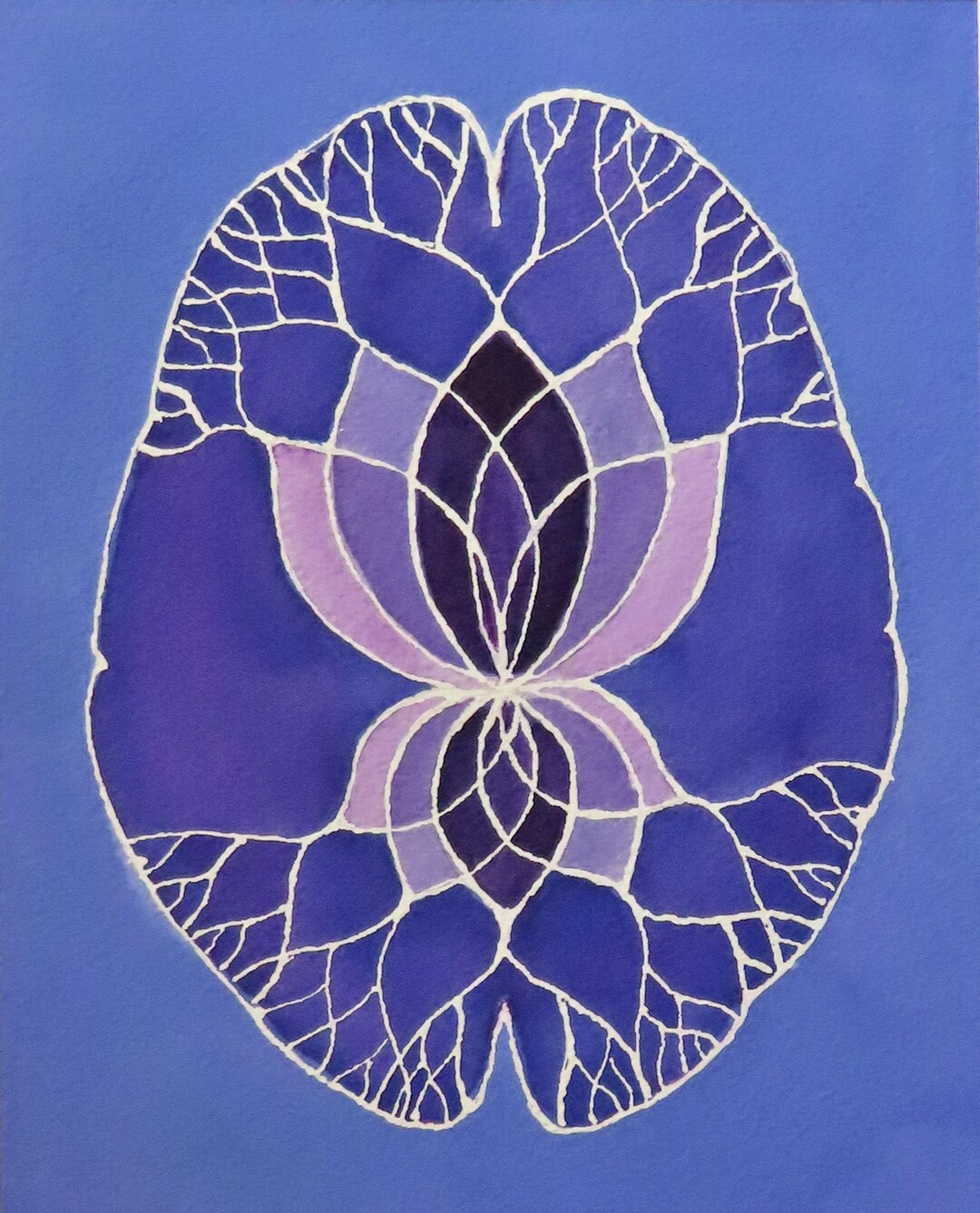 Deep Purple Lotus Brain Original Watercolor Painting Neuroscience Art ...