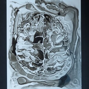 Big Brain - Original Ink Painting on Yupo - Neuroscience Art - Etsy