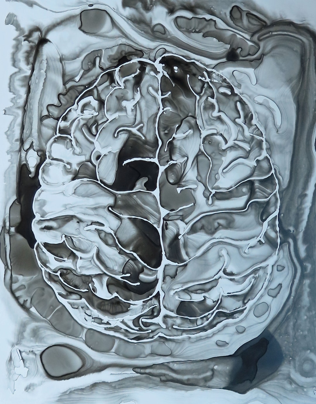 Big Brain - Original Ink Painting on Yupo - Neuroscience Art - Etsy