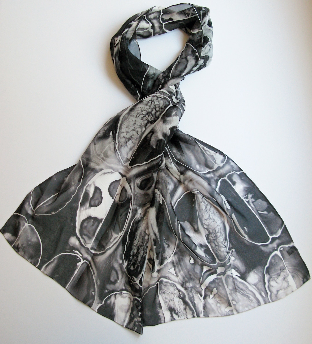 Black Brain Scan - Silk Chiffon Scarf - Neuroscience Scarf - Etsy