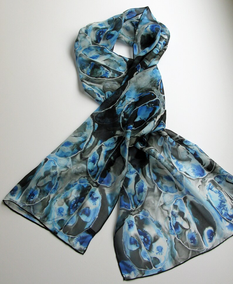 Blue Brain Scan Silk Chiffon Scarf Neuroscience Scarf - Etsy