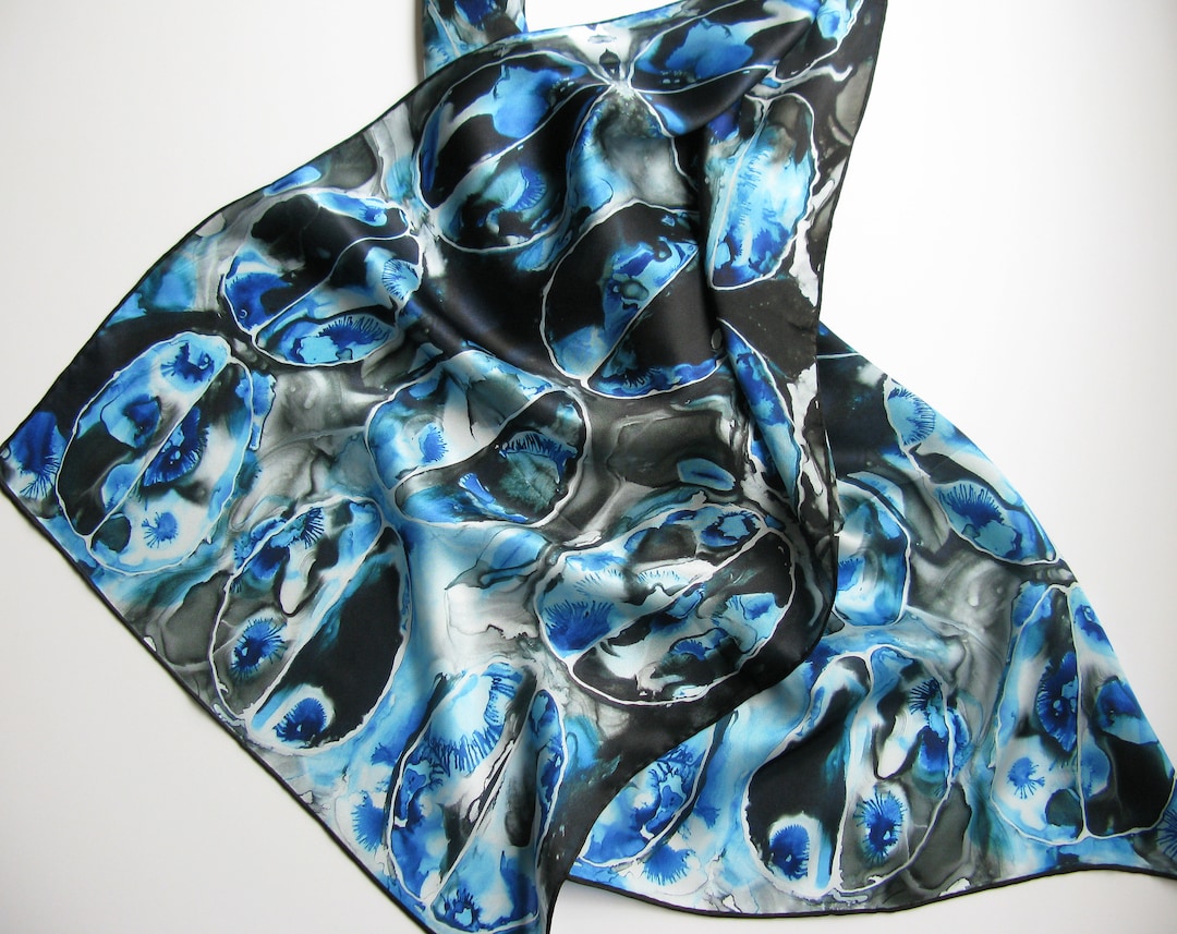 Blue Brain Scan - Silk Charmeuse Scarf - Neuroscience Scarf - Etsy
