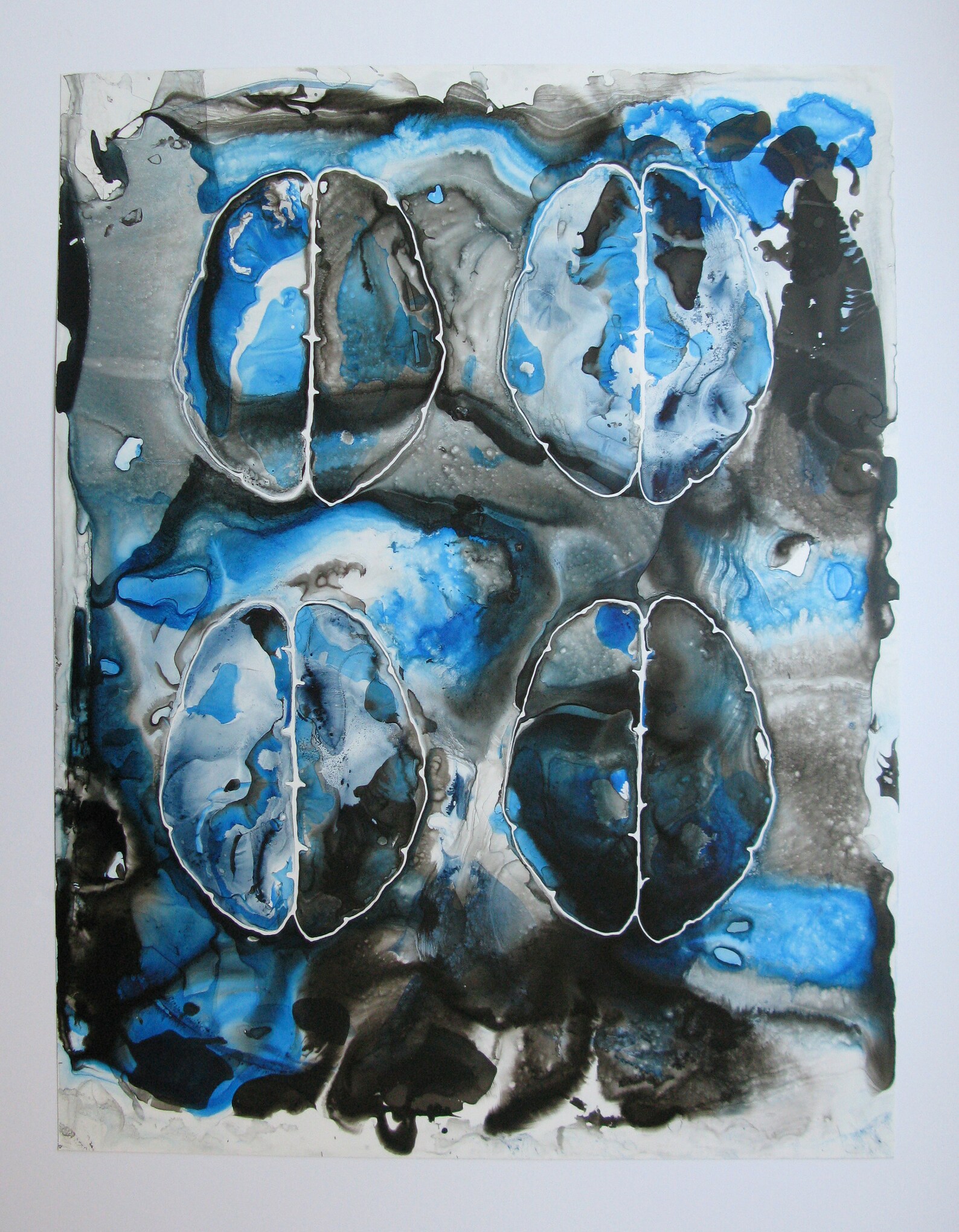 Brain Scan 7 original ink painting on yupo Neuroscience | Etsy