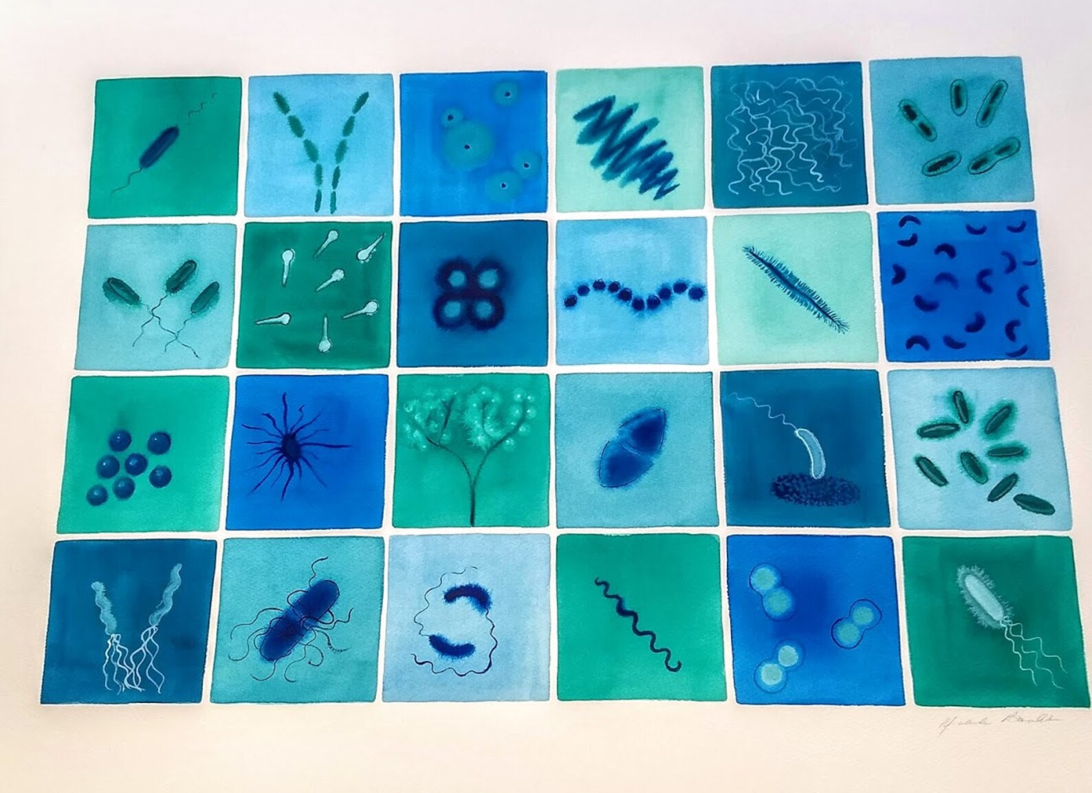 Microbial Fantasy original watercolor painting of bacteria | Etsy