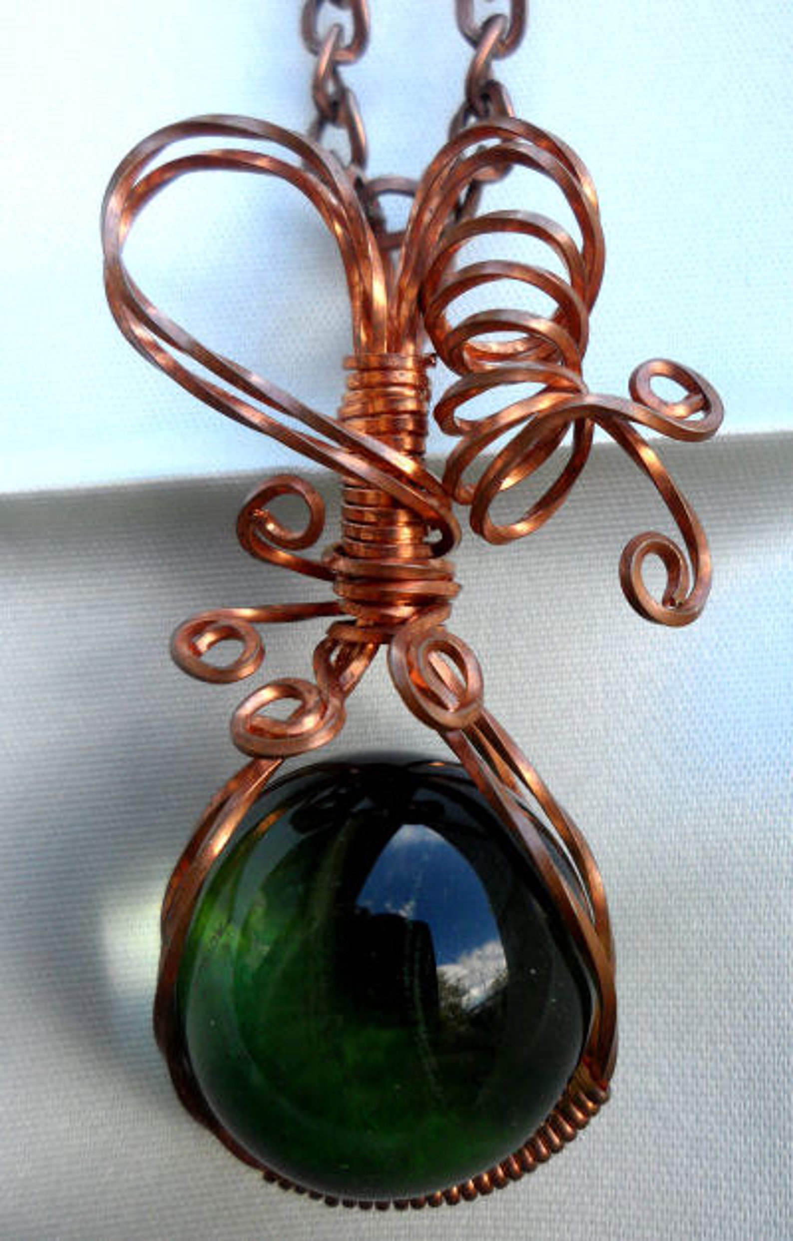 Wire Wrapped Interchangeable Marble Necklace Copper Green - Etsy