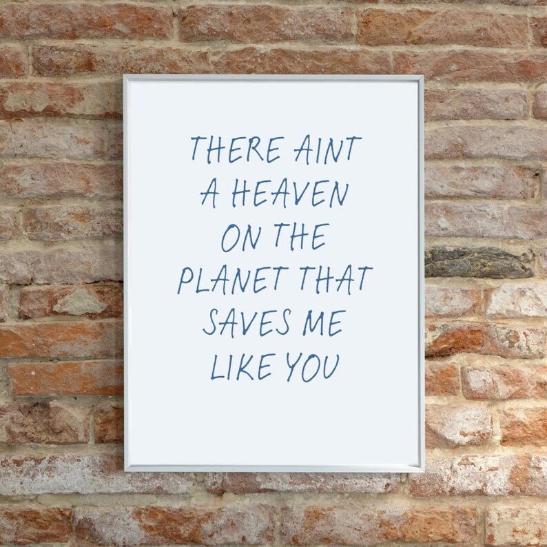 Blue Western Wall Art Set | Zach Bryan "blue" Lyrics | Digital Download ...
