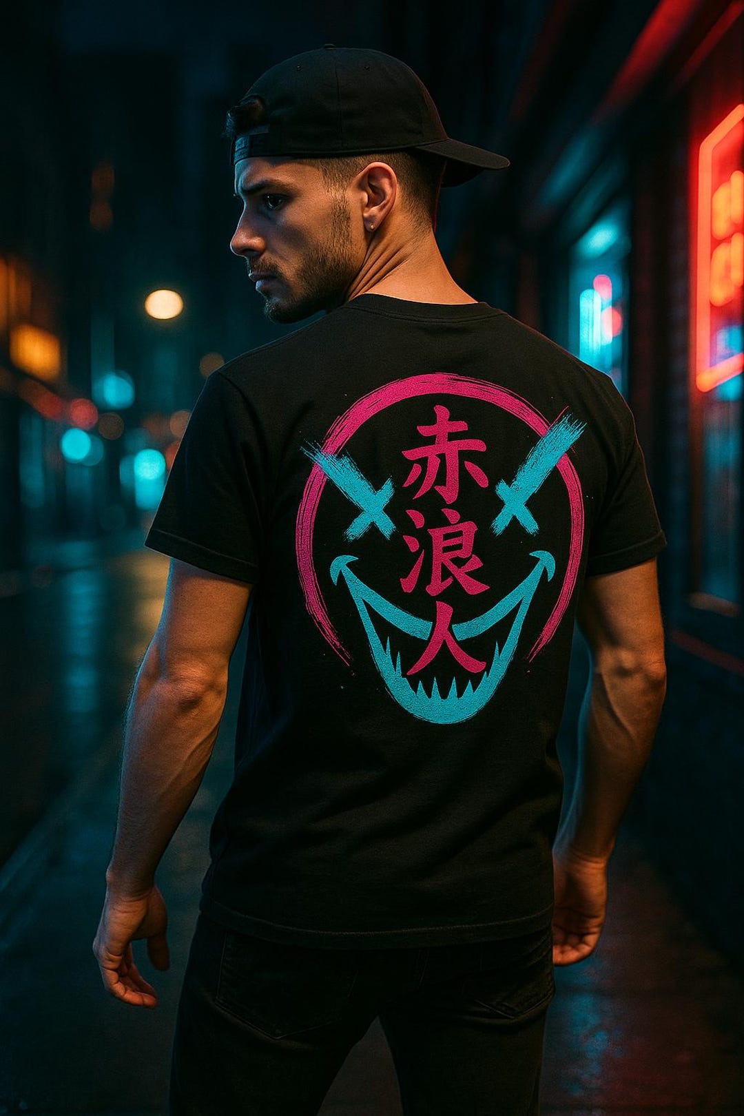 Japanese Streetwear T-shirt – Smile More Mask | Urban Graffiti Ronin ...
