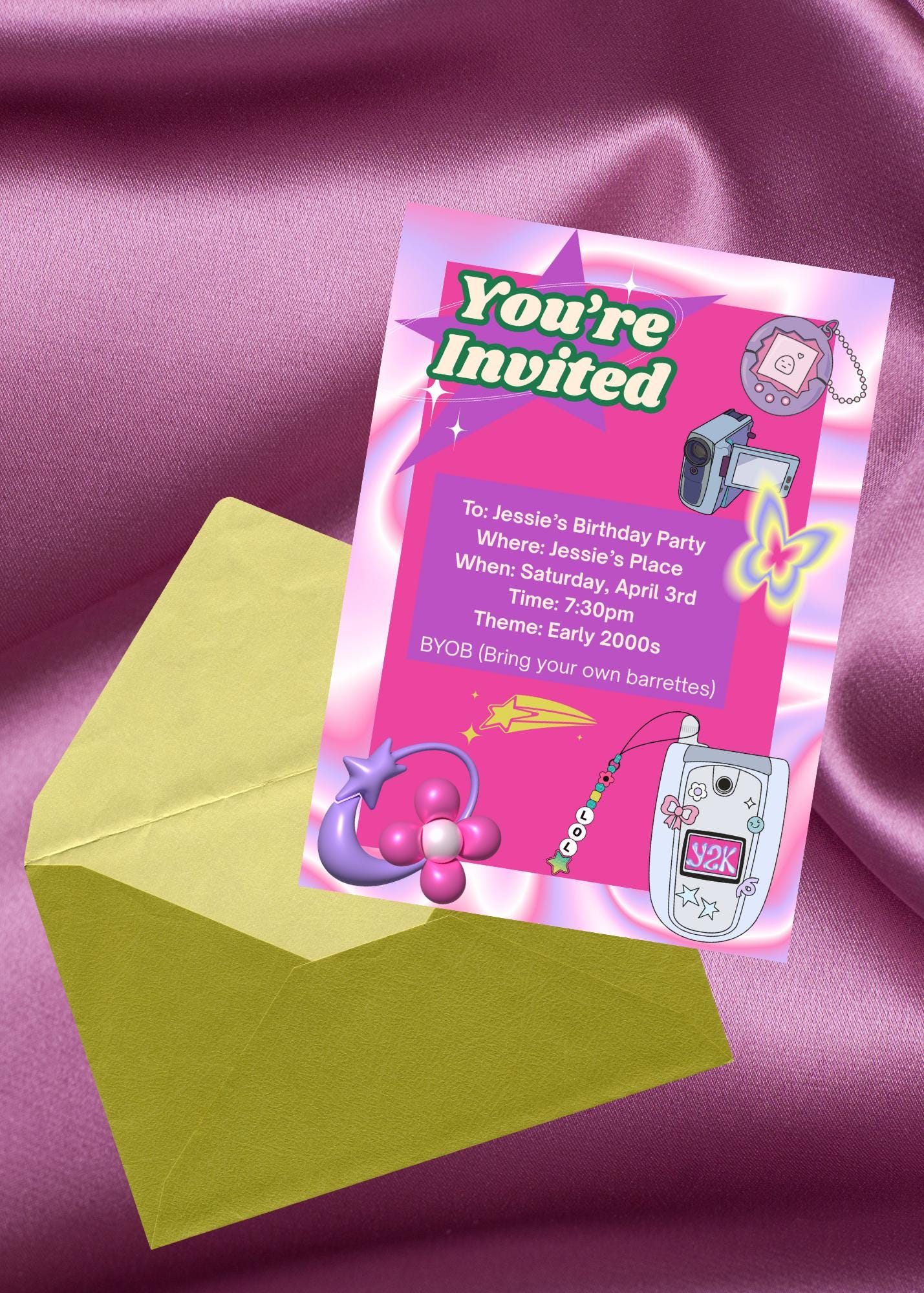 Y2k Birthday Invitation, Early 2000s Birthday, Y2k Theme, Digital ...