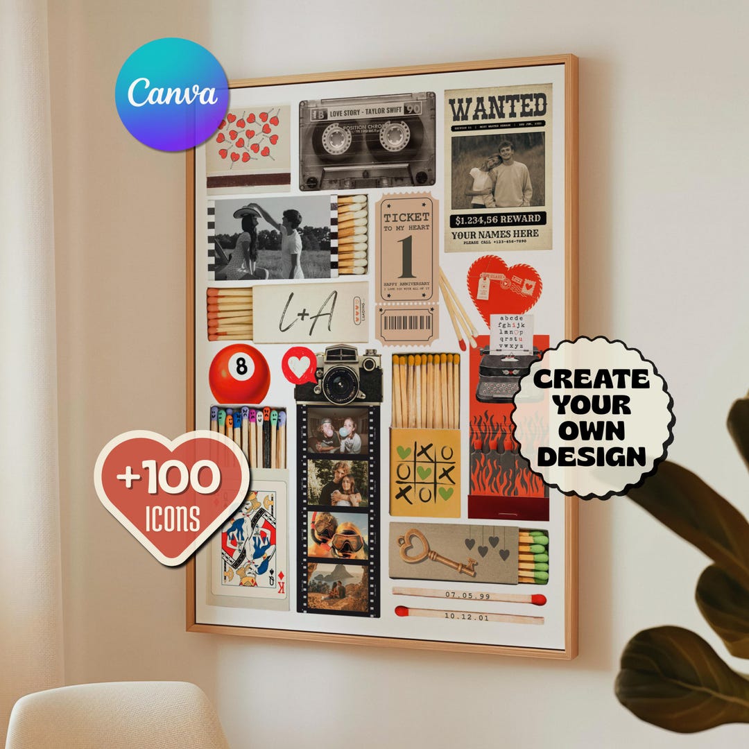 Custom Matchbook Photo Collage Template, Anniversary Gift (canva ...