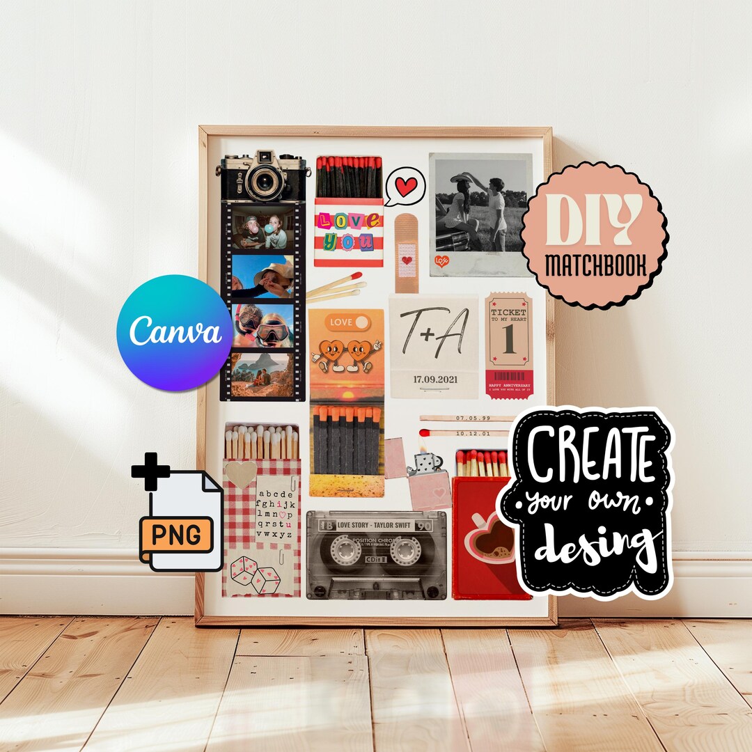 Blank Matchbox Template, Valentine’s Day Gift, Custom Matchbox Art, DIY ...