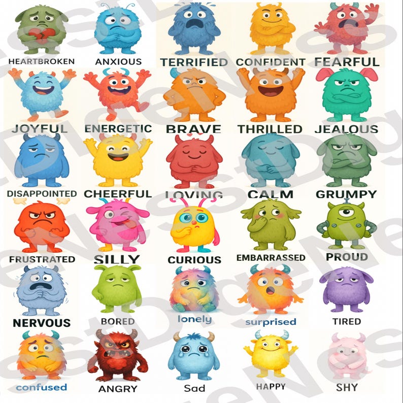 Monster Emotion Flashcards for Kids – Montessori-inspired Learning ...