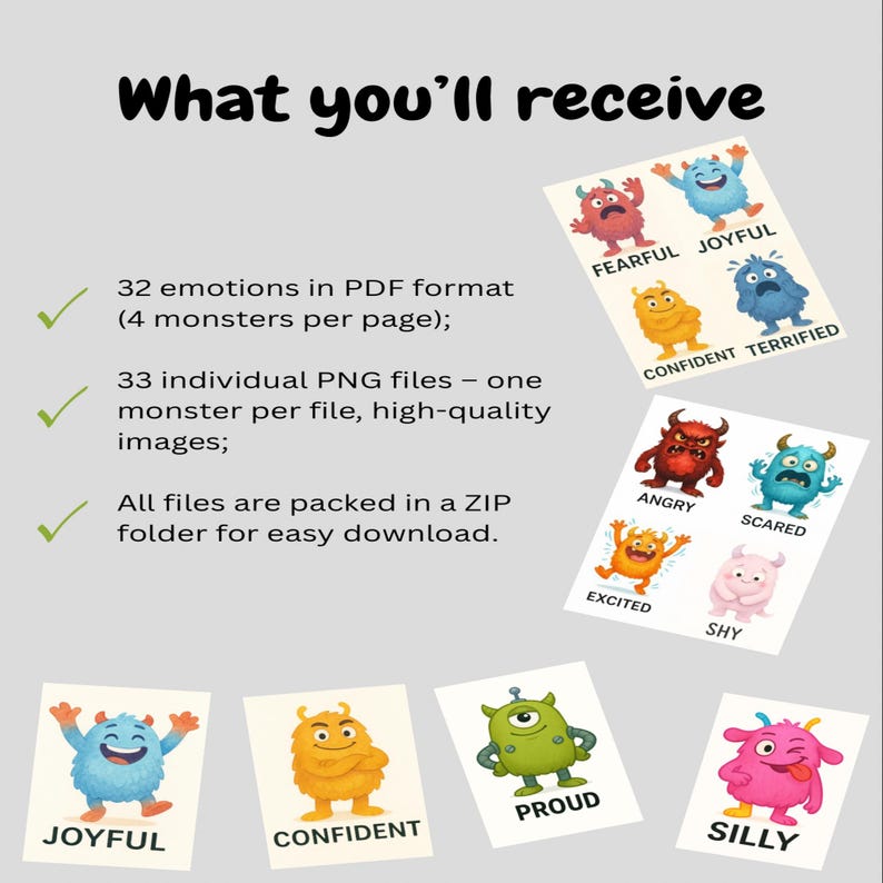 Monster Emotion Flashcards for Kids – Montessori-inspired Learning ...