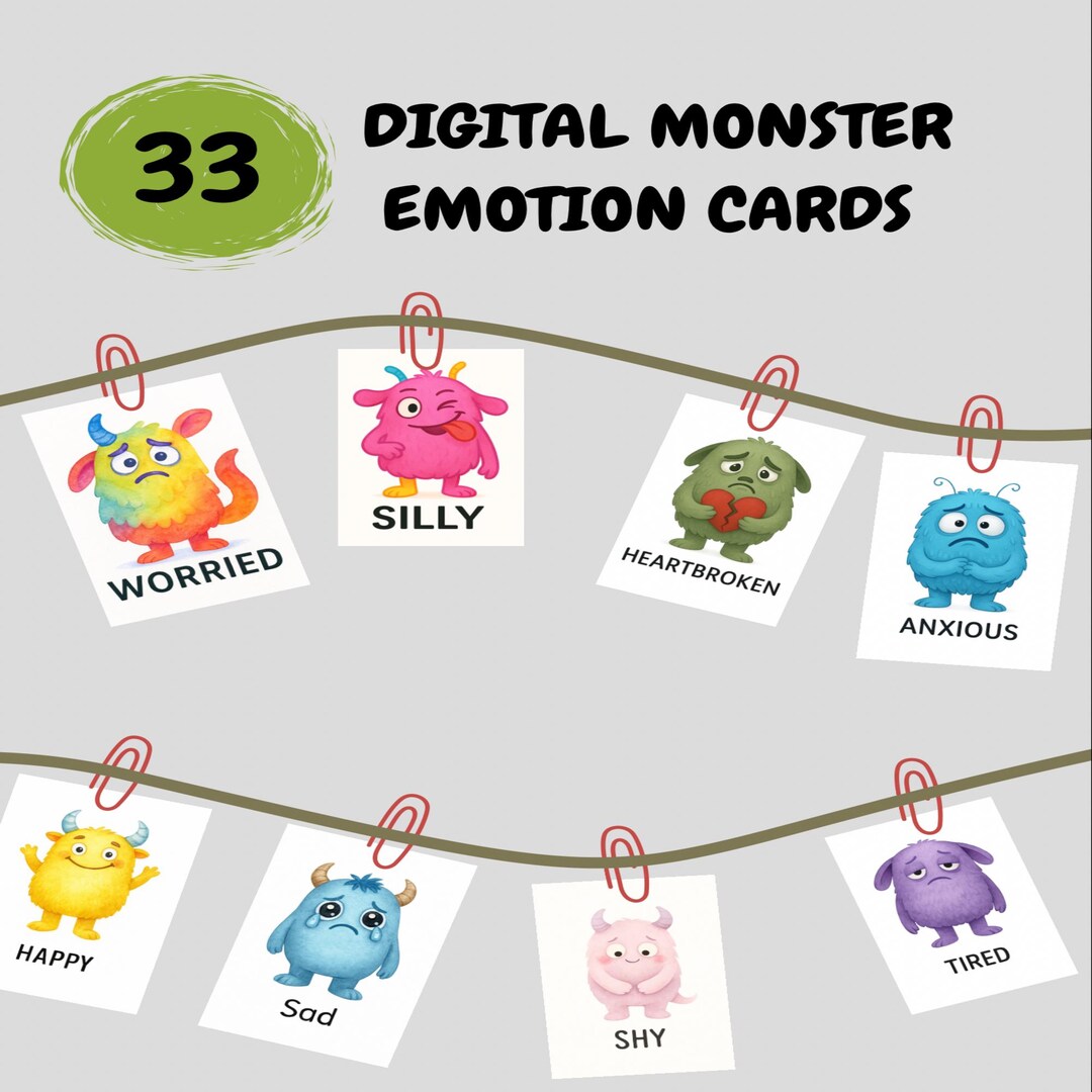 Monster Emotion Flashcards for Kids – Montessori-inspired Learning ...