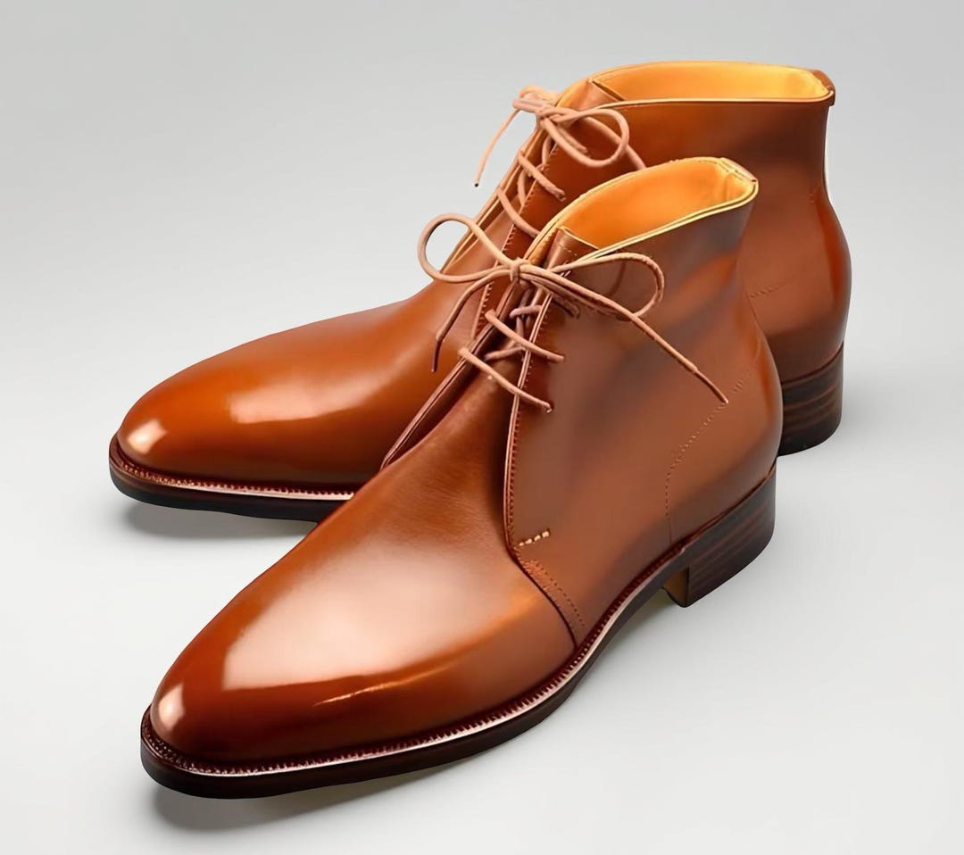 Handmade Tan Leather Chukka Boots: Men's Formal Dress Shoes - Etsy