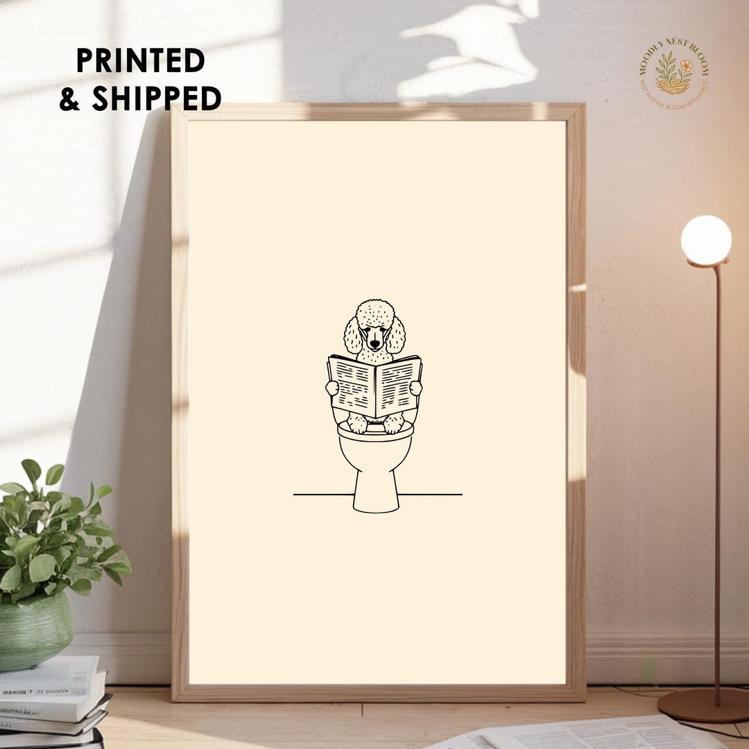 Poodle Bathroom Wall Art, Picasso Inspired Line Art, Minimal Dog on ...