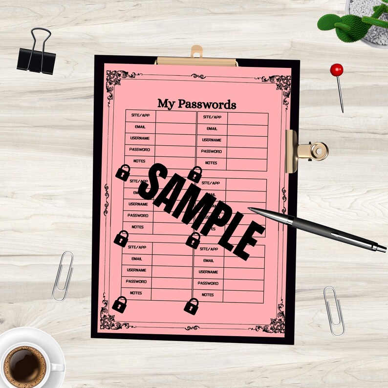 Printable Password Tracker / Password Keeper / Password Organizer ...