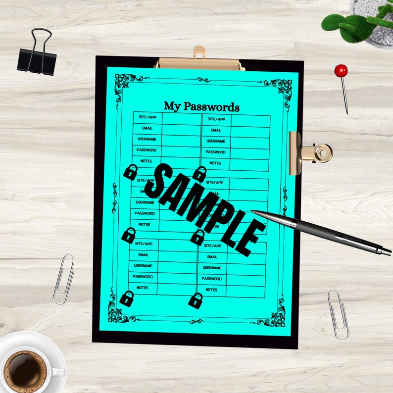 Printable Password Tracker / Password Keeper / Password Organizer ...