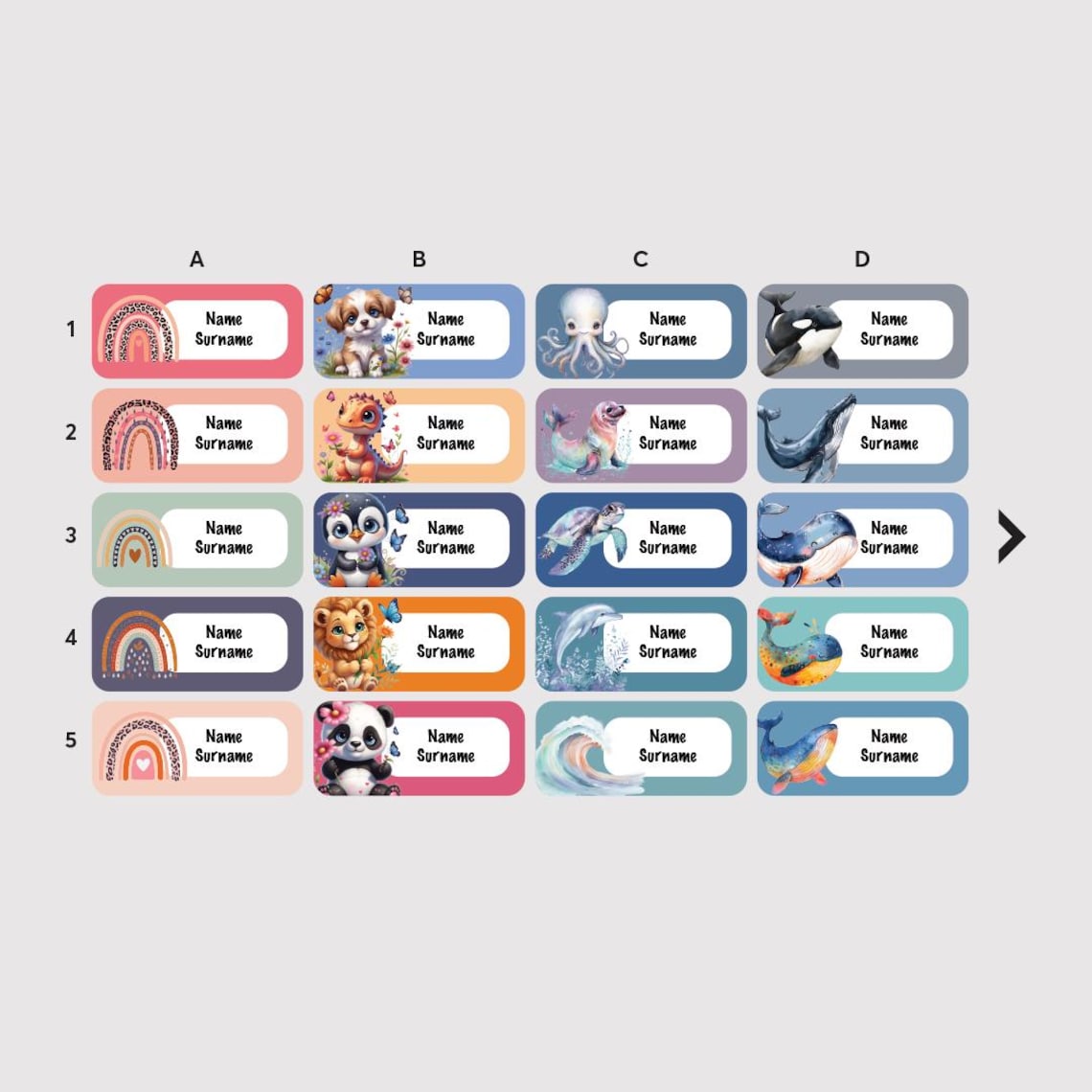 Editable Kids Name Tags – 120 Designs | Canva Template | Printable Name ...