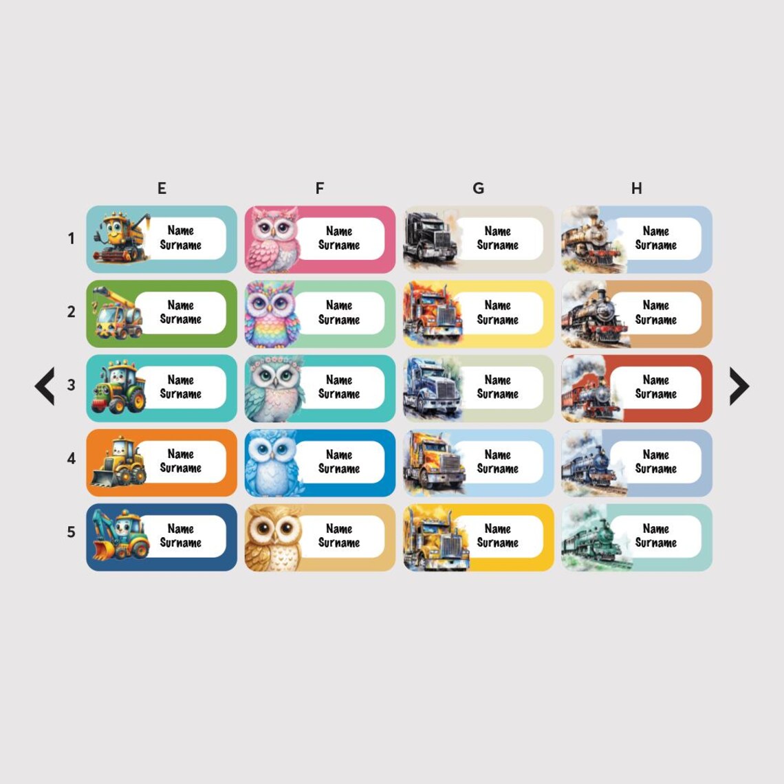 Editable Kids Name Tags – 120 Designs | Canva Template | Printable Name ...