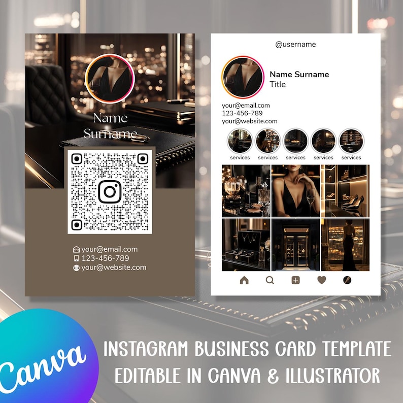 Instagram Business Card Template – Editable in Canva and Illustrator 8 ...