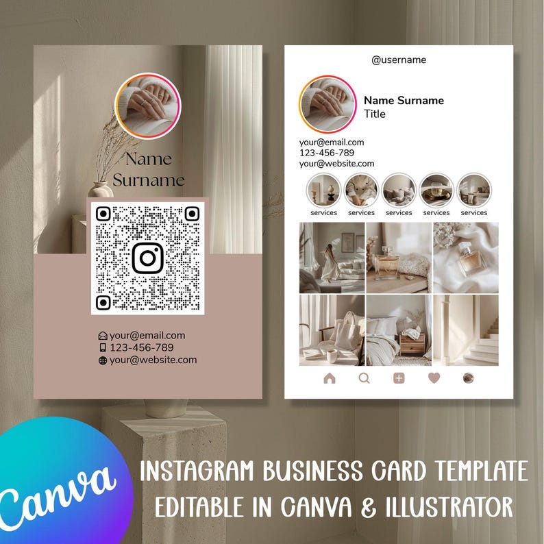 Instagram Business Card Template – Editable in Canva and Illustrator 8 ...