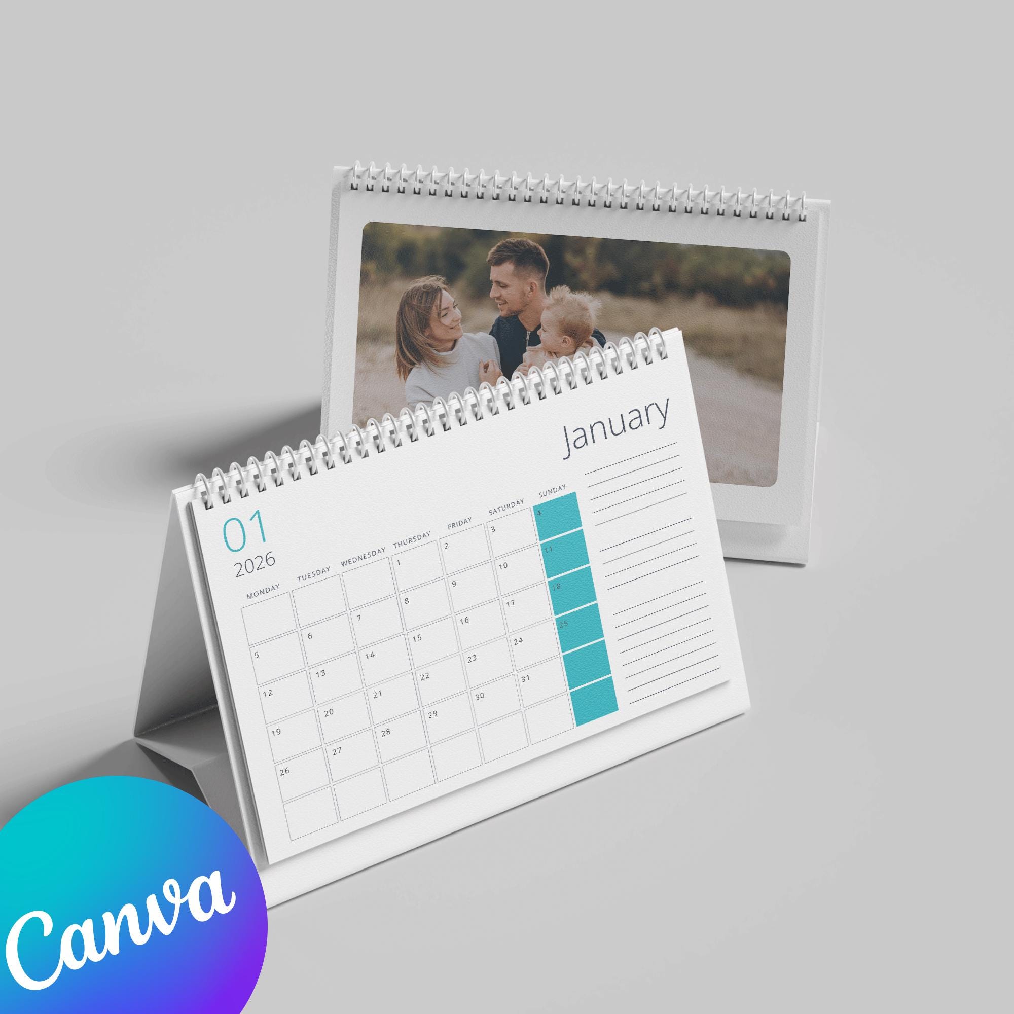 2026 Desk Photo Calendar Template – Editable Canva File, Printable ...