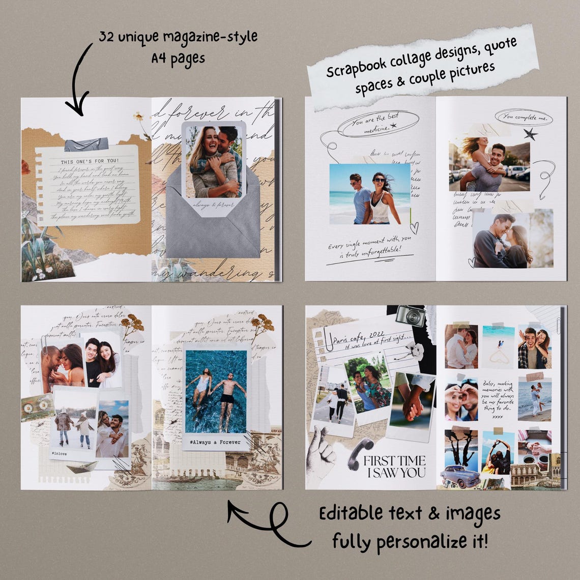 Editable Couple Magazine – 32 Page Scrapbook Style Love Journal – Canva ...