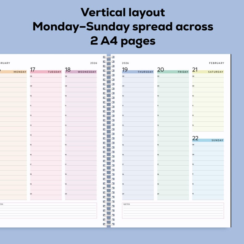 2026 Weekly Hourly Planner – Printable PDF | A4 Vertical Layout - Etsy