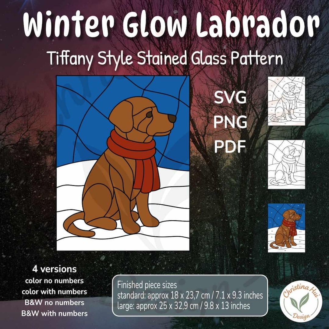 Winter Glow Labrador Dog – Stained Glass Pattern (PDF/SVG/PNG) - Etsy