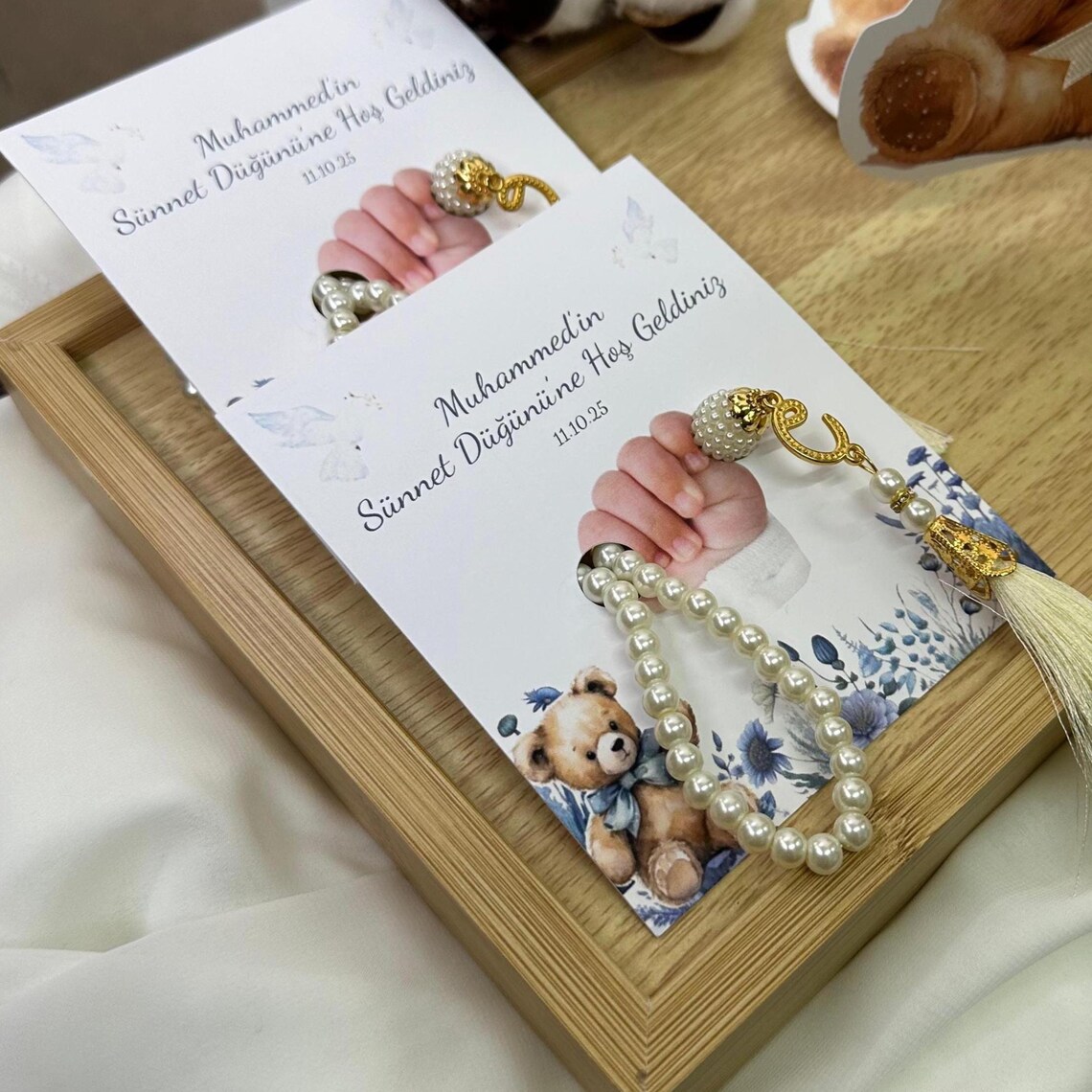 Muslim Boy Favor, Islamic Sünnet or Baby Shower Gift, Pearl Tasbih With ...