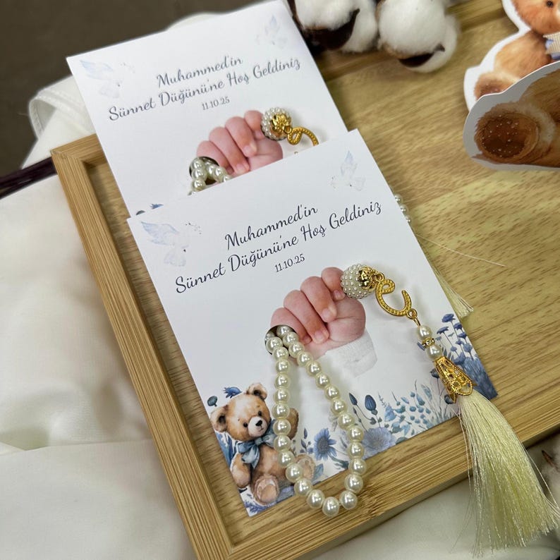 Muslim Boy Favor, Islamic Sünnet or Baby Shower Gift, Pearl Tasbih With ...