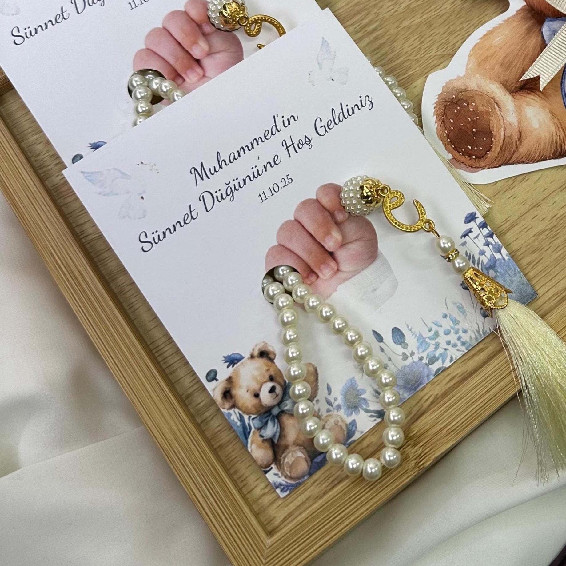 Muslim Boy Favor, Islamic Sünnet or Baby Shower Gift, Pearl Tasbih With ...