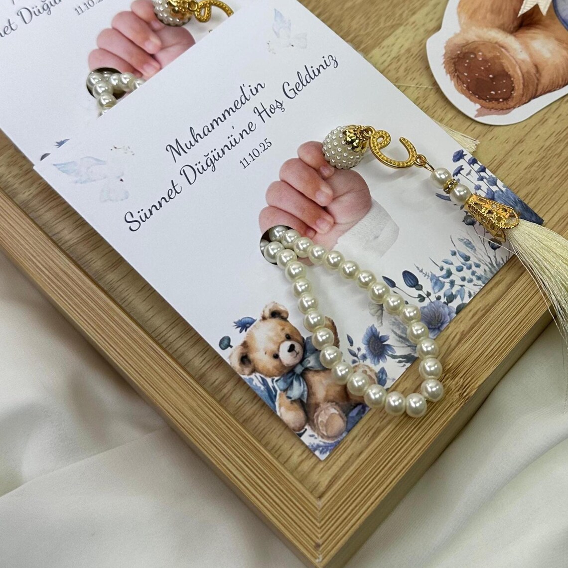 Muslim Boy Favor, Islamic Sünnet or Baby Shower Gift, Pearl Tasbih With ...