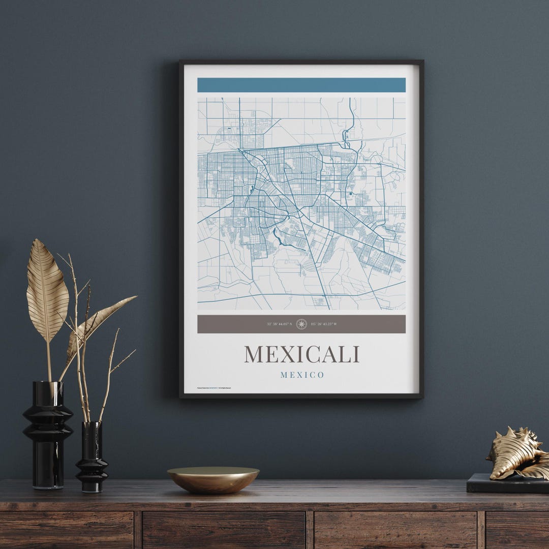 Mexicali City Map Art Print: Modern Travel Poster Design (digital ...
