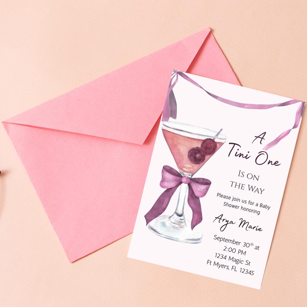 Martini Invitation, Baby Shower Invitation, Baby Shower Invitation for ...
