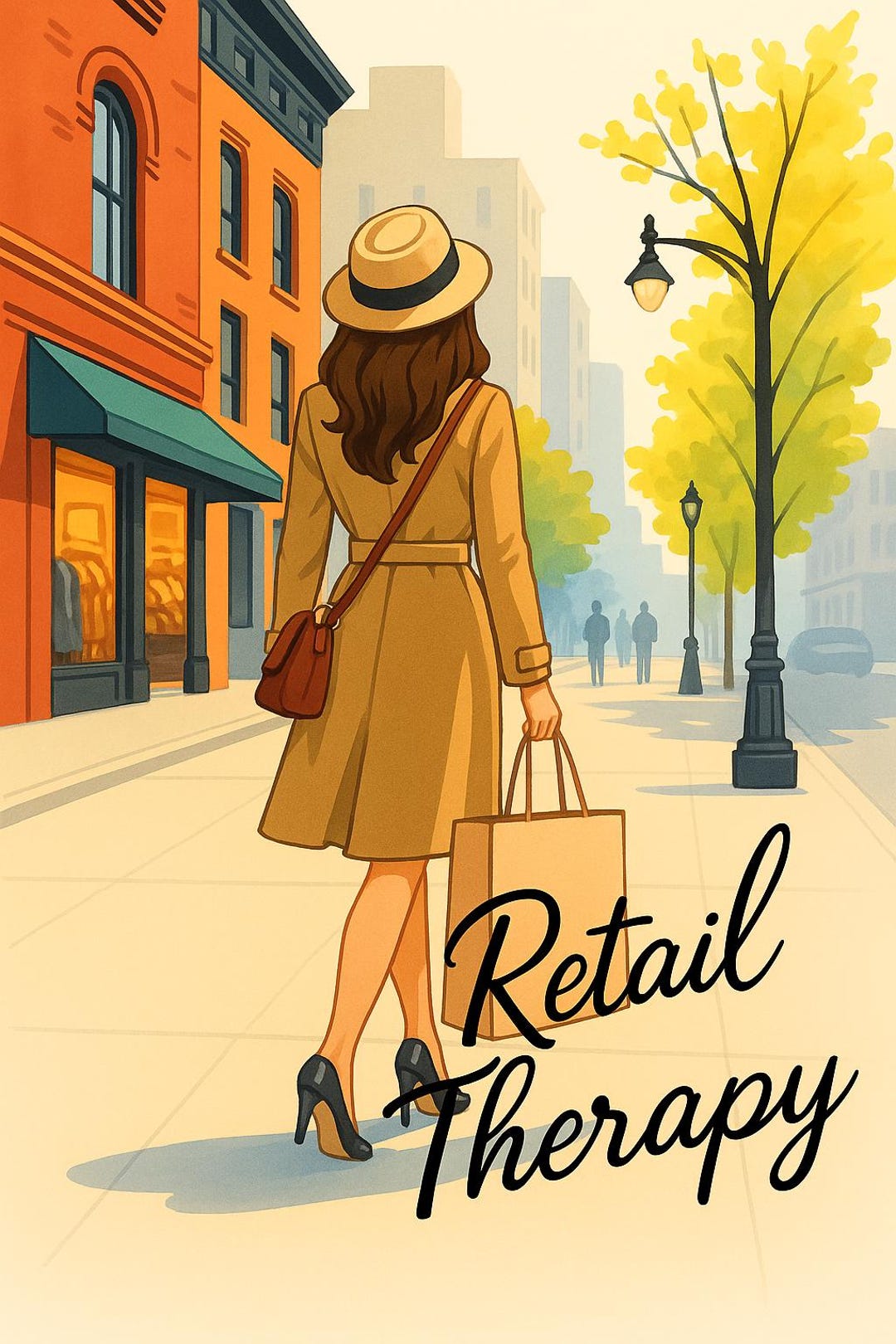 Retail Therapy • Printable Digital Sticker • City Street Shopping Scene ...
