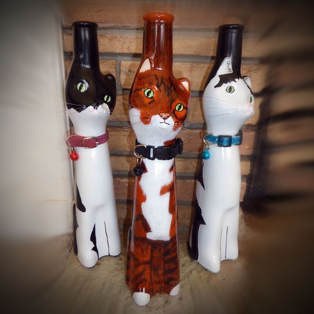 Your Cat - Custom Painted Upcycled Cat Figurine Bottle Decor - Etsy