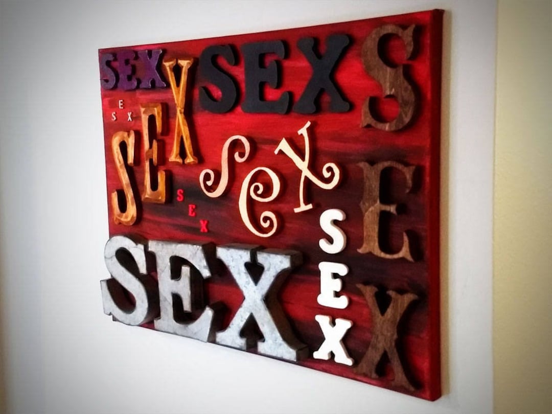 SEX Letters Mixed Media Canvas Collage Art Painting 12 X 16 - Etsy
